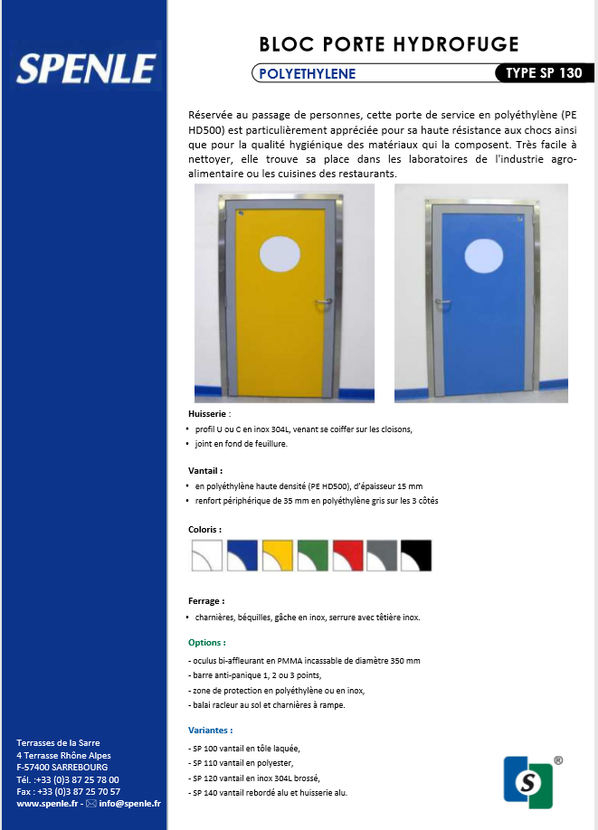 Porte de service en polyethylene - SP130 - Porte hydrofuge - Spenle